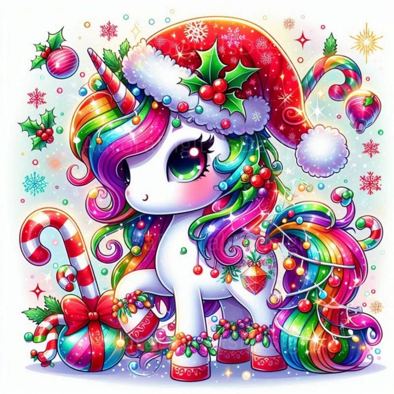 Christmas Unicorn Clipart Bundle, Set of 37 Cute Unicorn Jpeg's ...