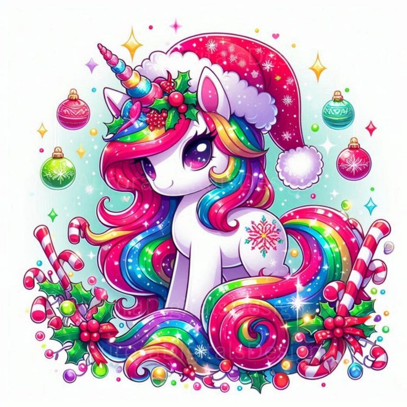 Christmas Unicorn Clipart Bundle, Set of 37 Cute Unicorn Jpeg's ...