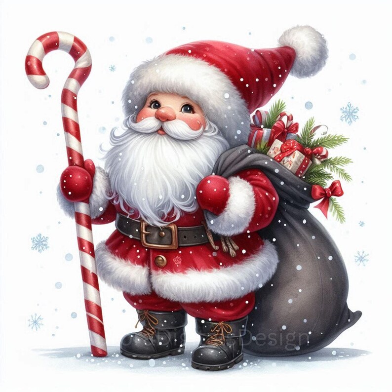 Santa Gnomes Clipart - Set of 12 Festive Christmas Gnomes JPEG, Holiday ...