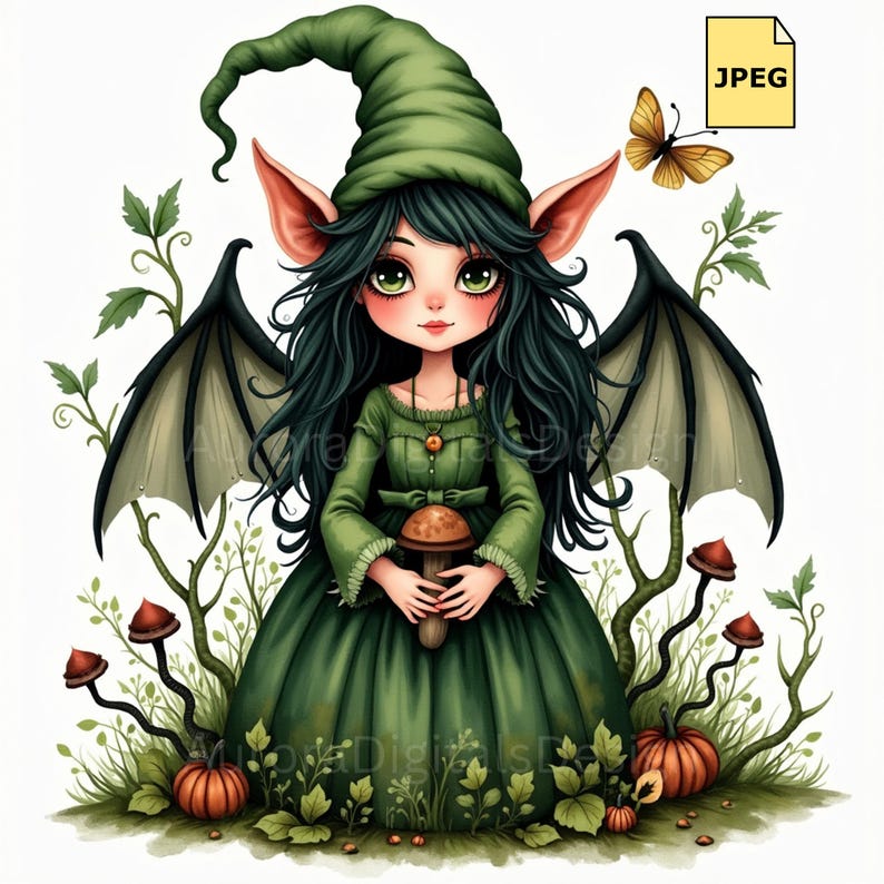 Forest Fairy Gnomes Clipart, Set of 10 Enchanting Gnome Illustrations ...
