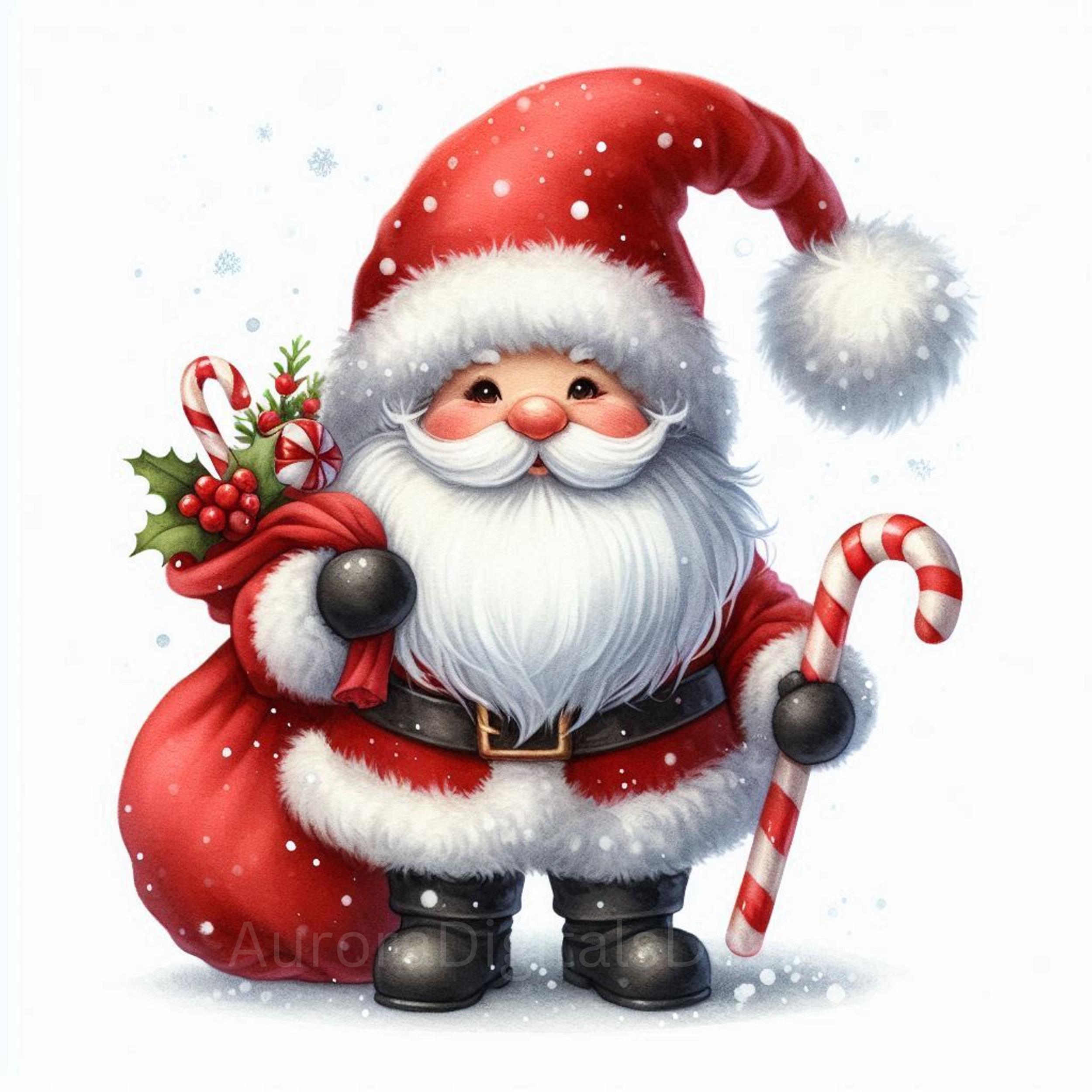 Santa Gnomes Clipart - Set of 12 Festive Christmas Gnomes JPEG, Holiday ...