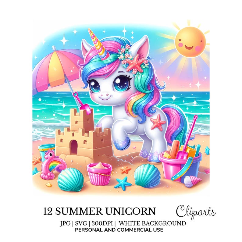 Magical Summer Unicorn Clipart | Tropical Fantasy, Florals & Fruits ...