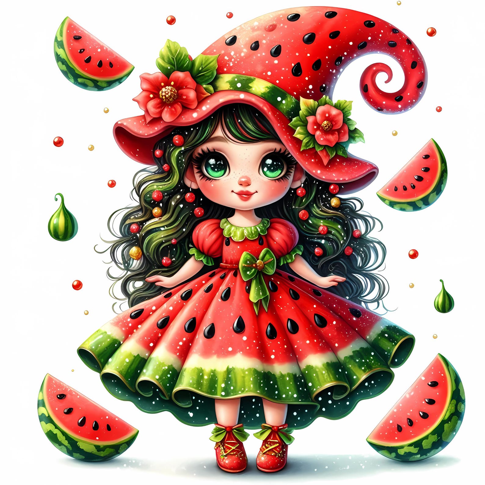 Watermelon Gnome Clipart: Summer Picnic Art, JPEG Files (digital ...