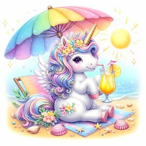 Magical Summer Unicorn Clipart | Tropical Fantasy, Florals & Fruits ...