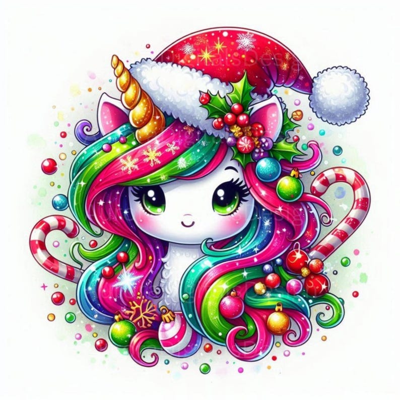 Christmas Unicorn Clipart Bundle, Set of 37 Cute Unicorn Jpeg's ...