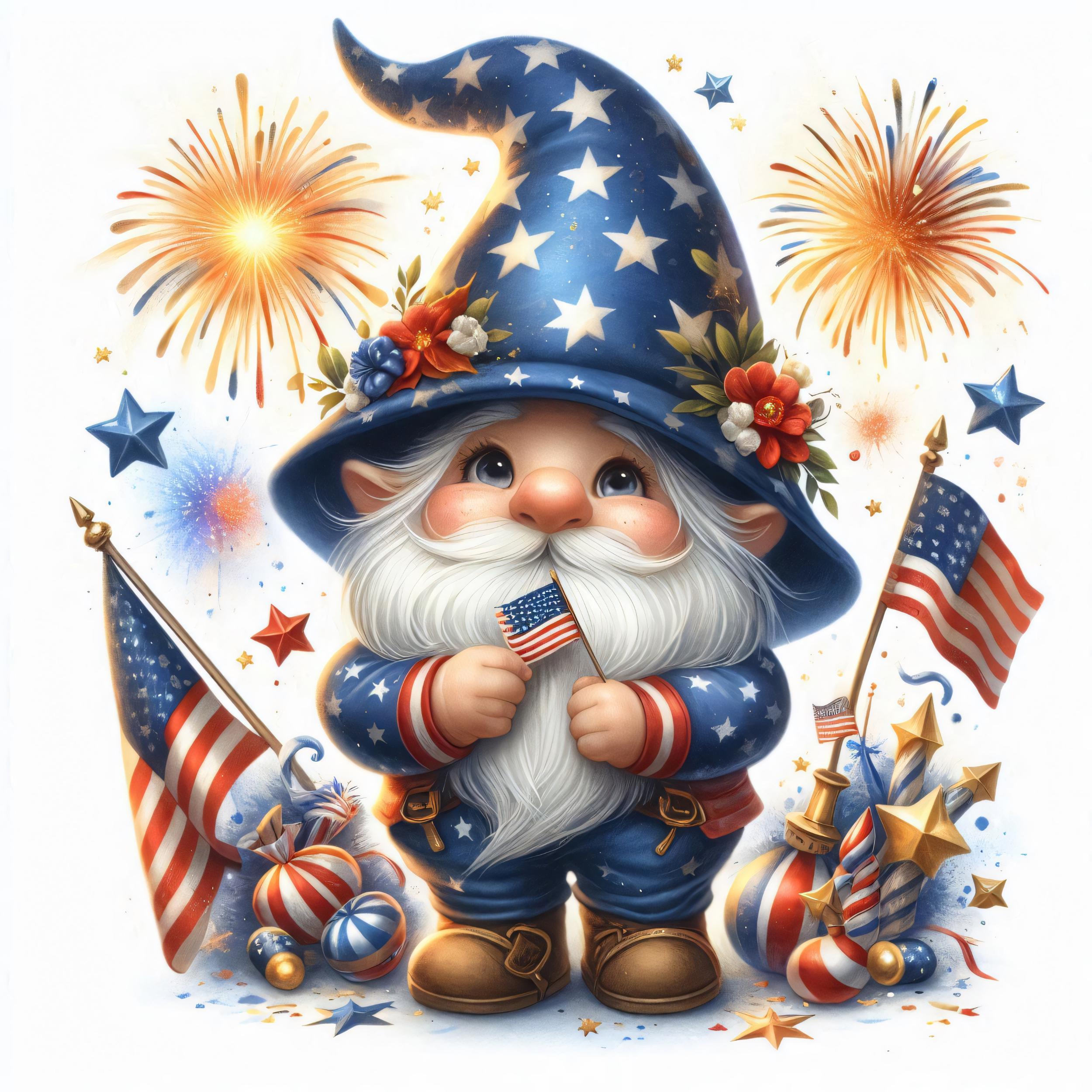 Patriotic Gnome Clipart, 4th of July Gnome Art, Independence Day ...