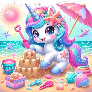 Magical Summer Unicorn Clipart | Tropical Fantasy, Florals & Fruits ...