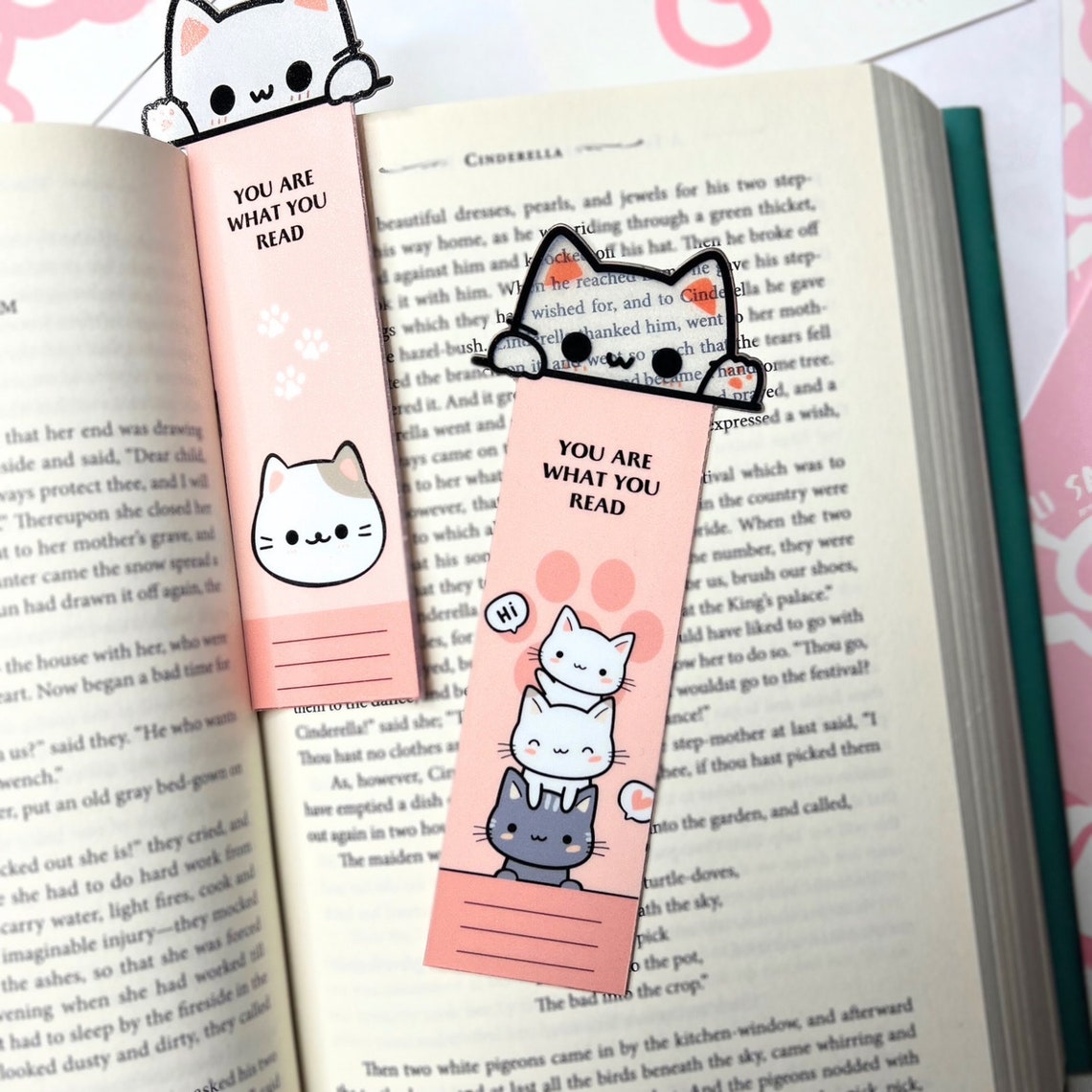 Kawaii Bookmark Cute Bookmark Cat Bookmark Cartoon Bookmark Japanese ...