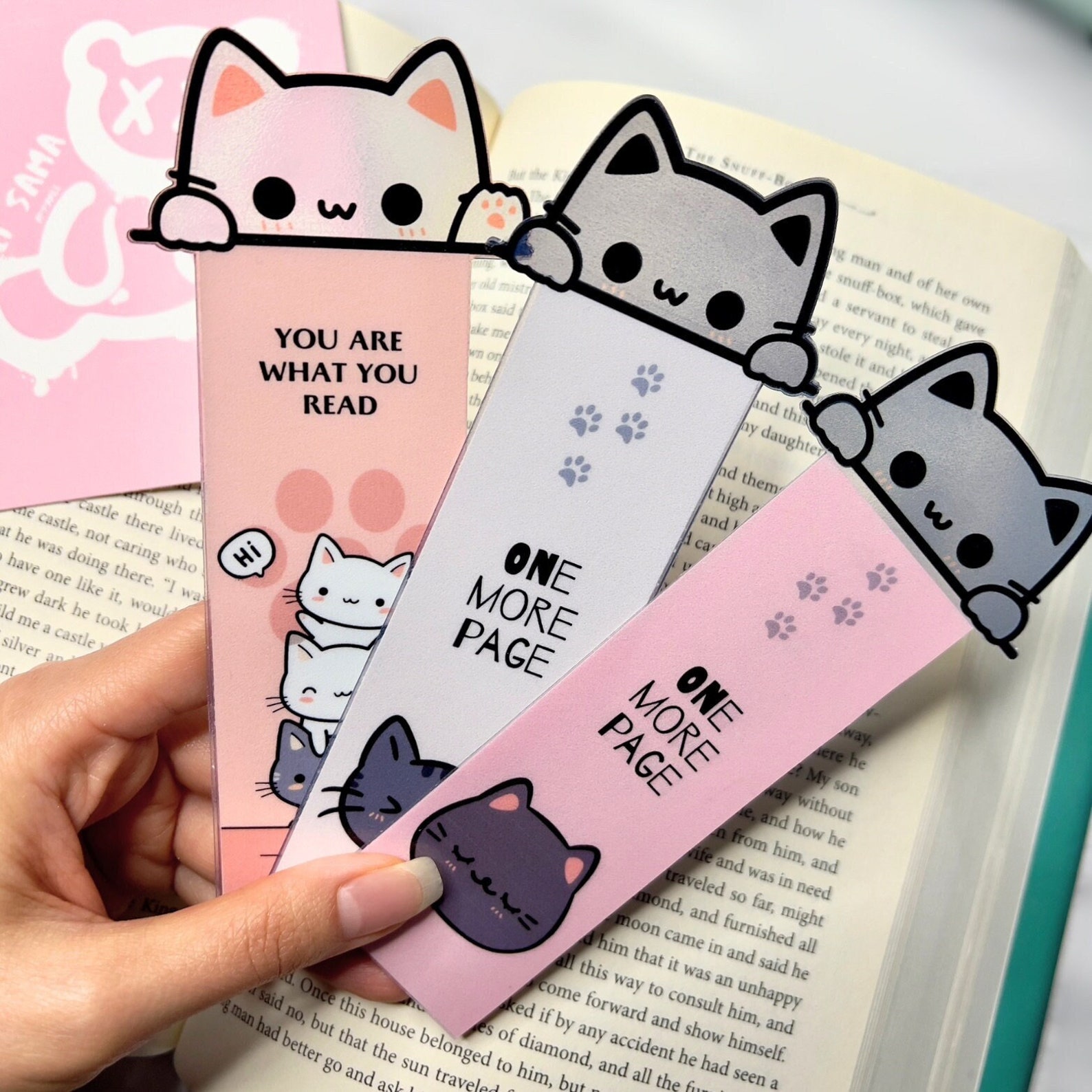 Kawaii Bookmark Cute Bookmark Cat Bookmark Cartoon Bookmark Japanese ...