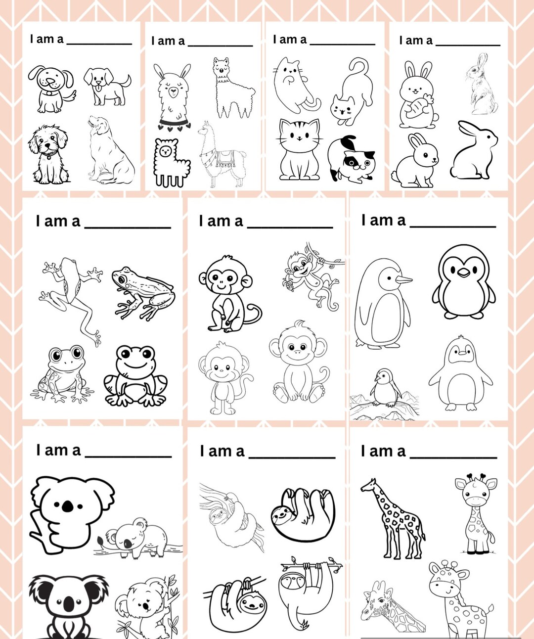 Colour in Animals 30 Pages - Etsy