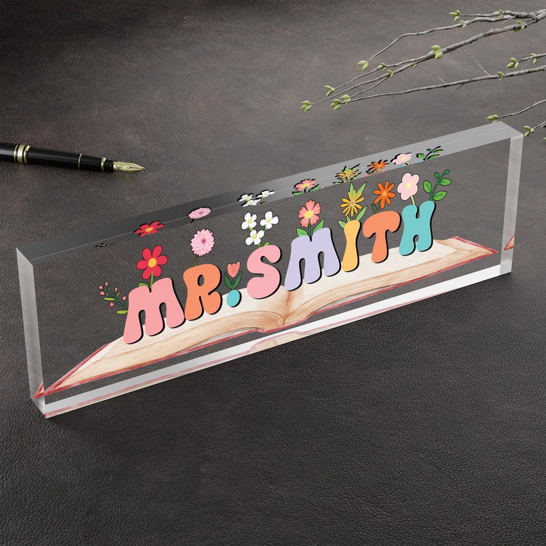 Custom Teacher Desk Name Plate, Teacher Name Sign, Teacher Acrylic ...