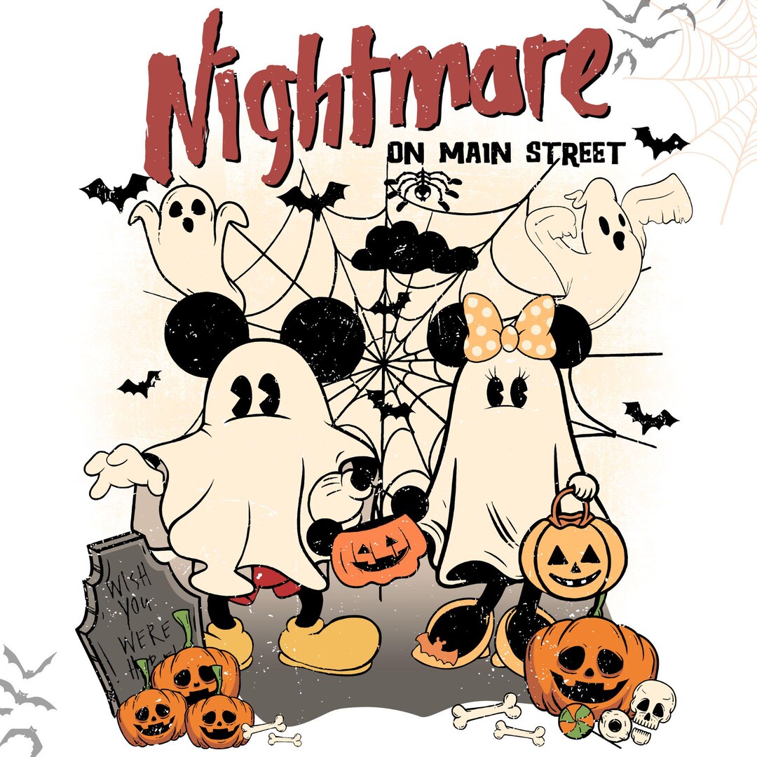 Retro Nightmare on Main Street PNG, Halloween Mickey Ghost Png, Spooky ...
