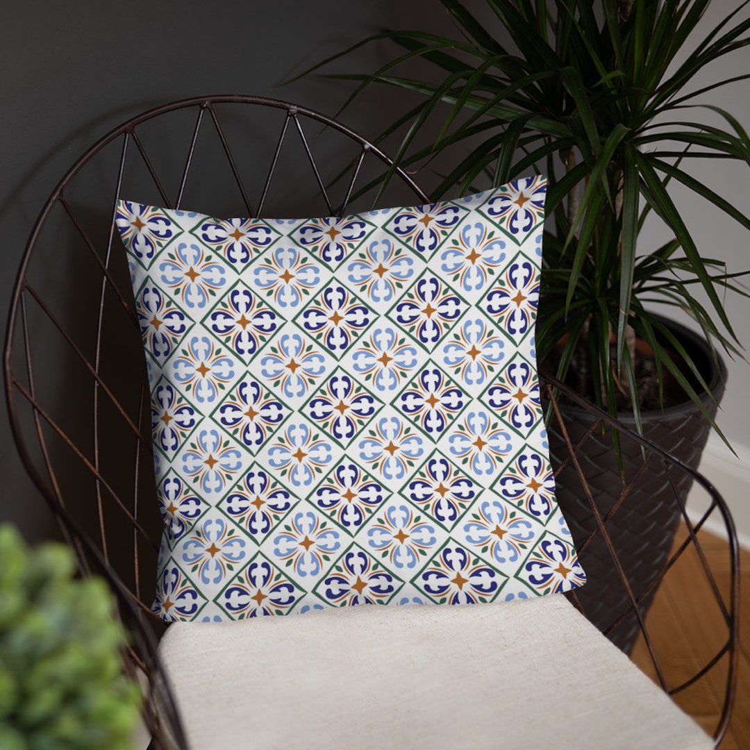 Mediterranean Spanish Tile Design Decor Pillow - Etsy
