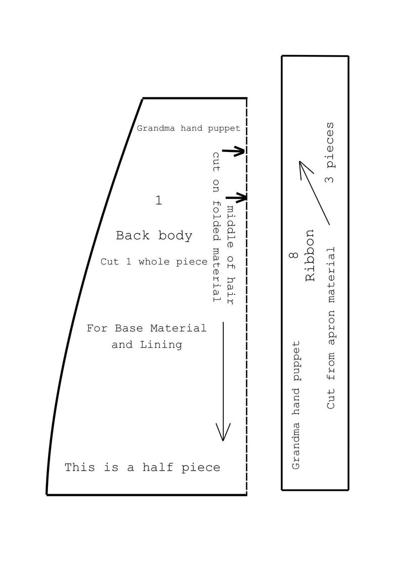 Grandma- Hand Puppet - Digital Pattern - Downloadable PDF Template ...