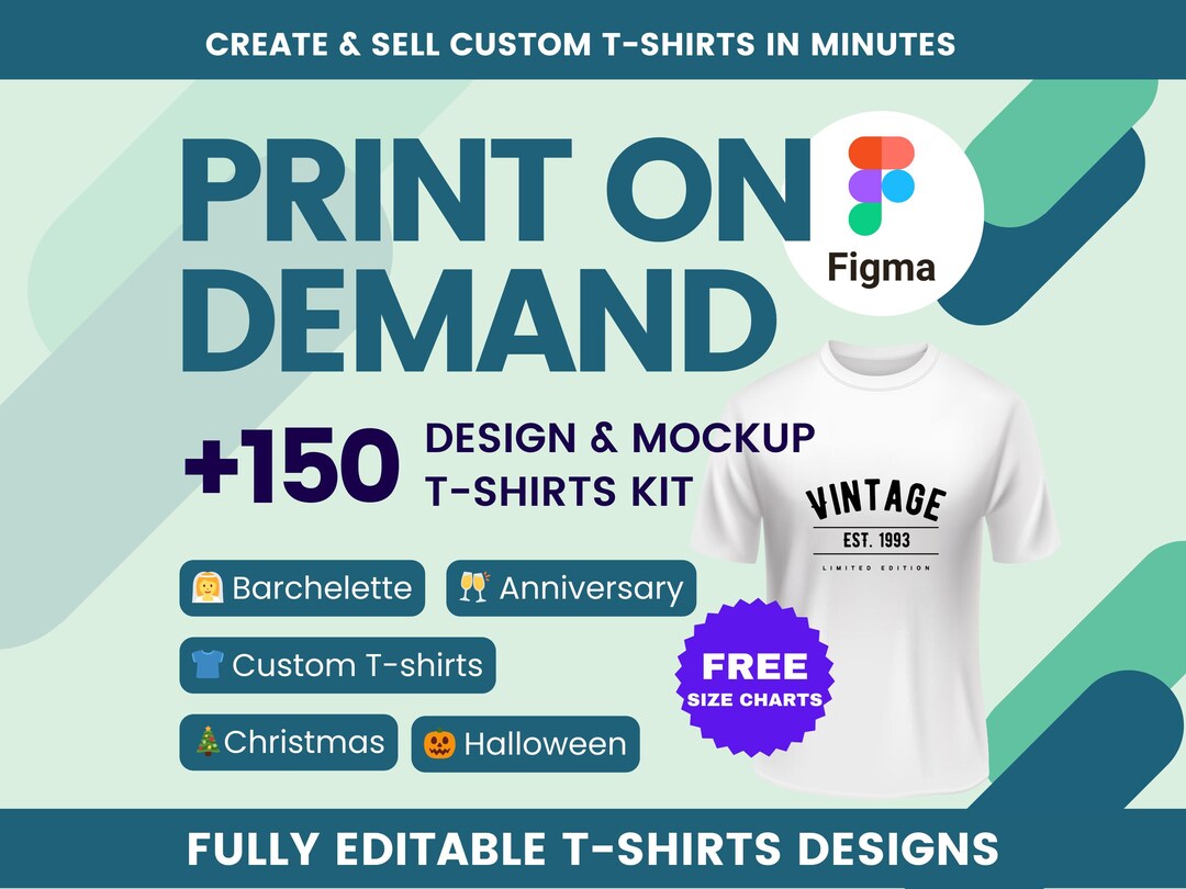 Bundle T-shirt Designs and Mockup Kit, Figma, 150+ Editable Designs for ...
