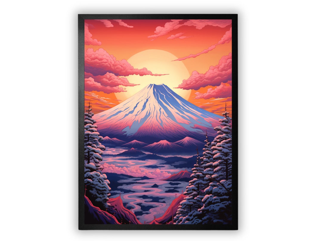 Yuki No Yama Symphony Poster, Japanese Volcano Art, Landscape Print ...