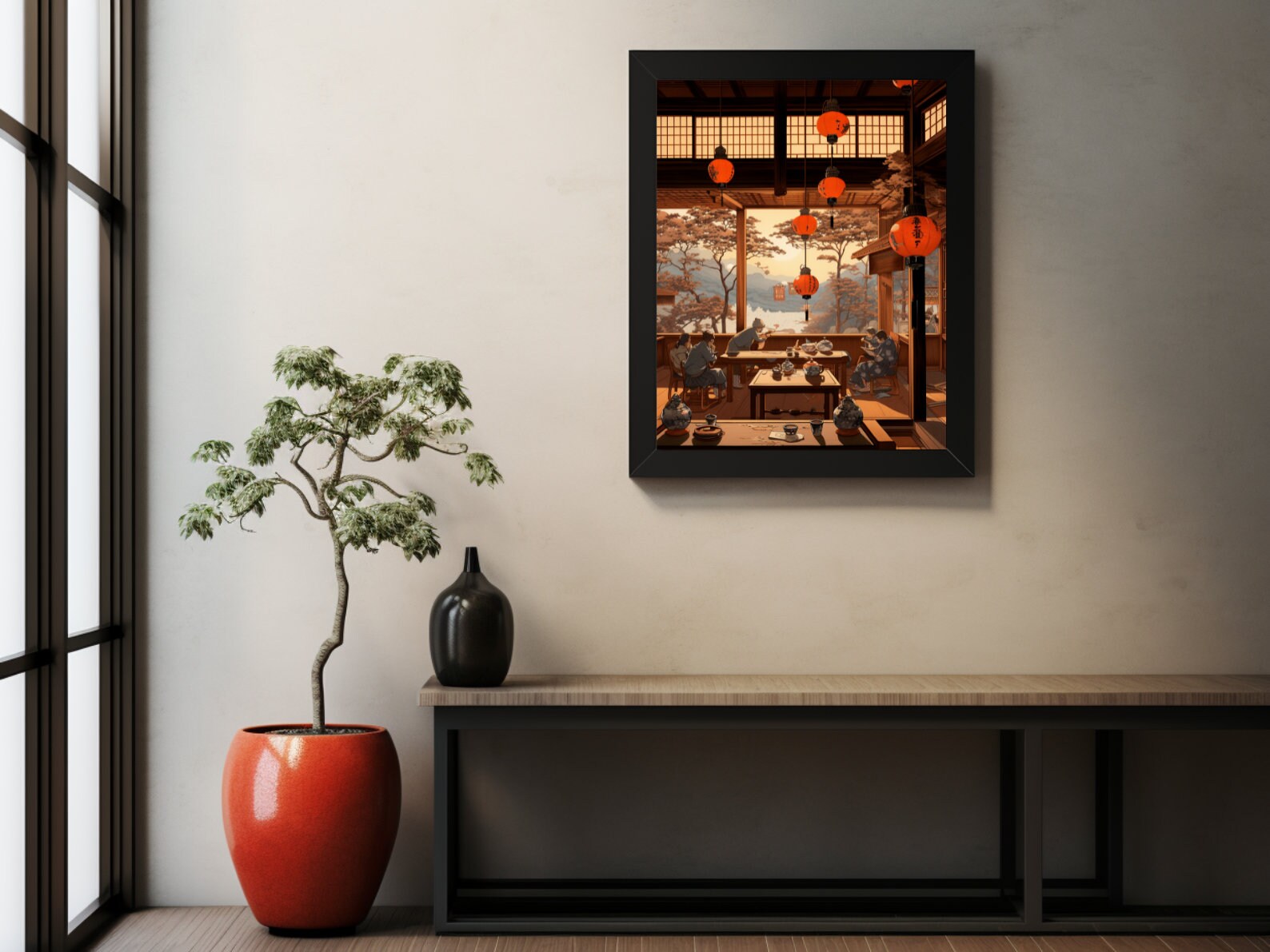 Tea Haven in Gion Poster, Ukiyo-e Café Art Print, Japanese Tea Shop ...