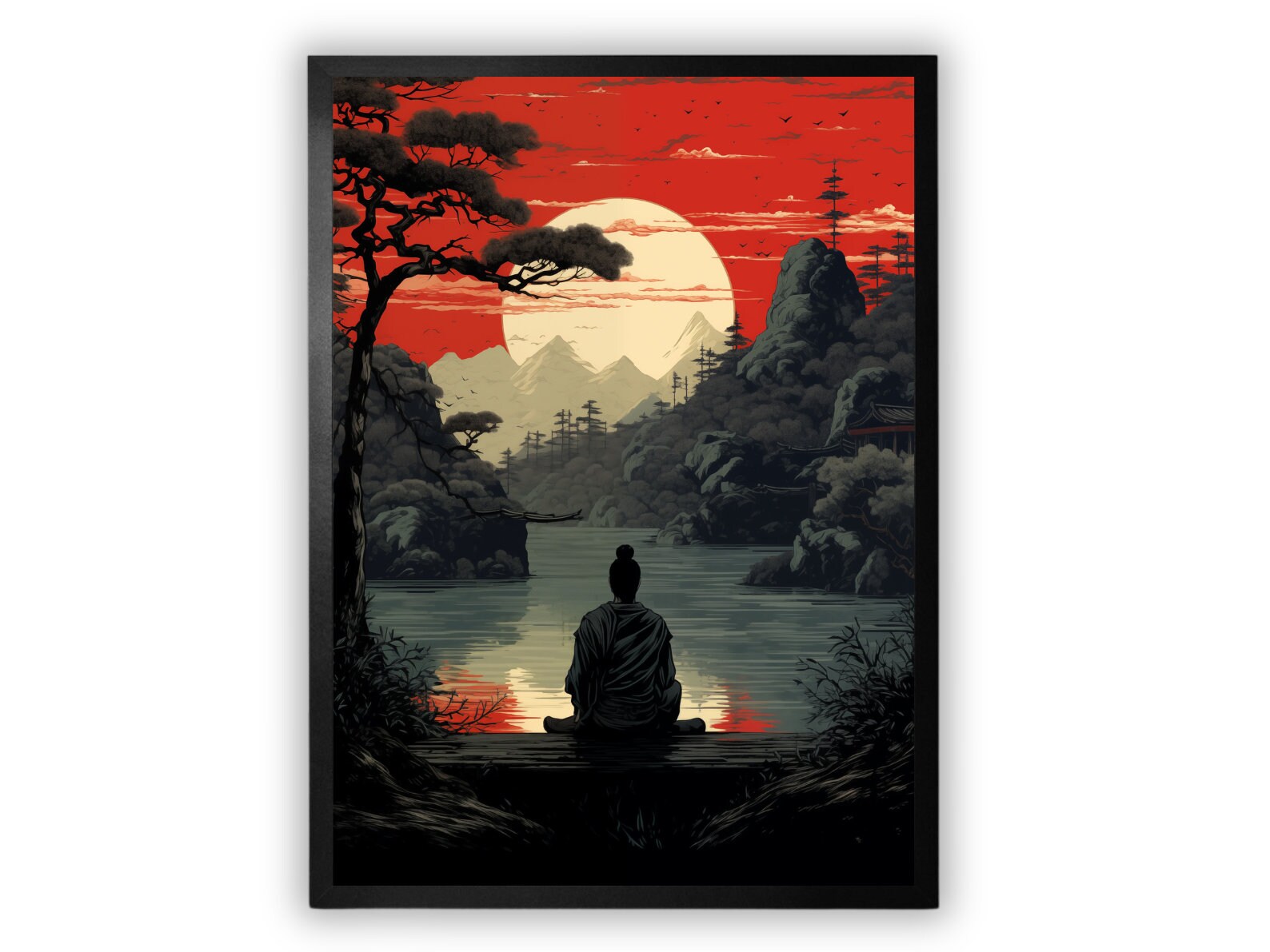 Ronin's Reflections Poster, Ronin Print, Japanese Wall Art, Red Ronin ...