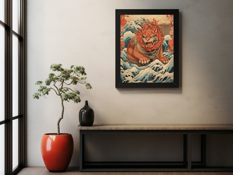 Komainu Guardian Harmony Poster, Komainu Ukiyo-e Print, Japanese ...