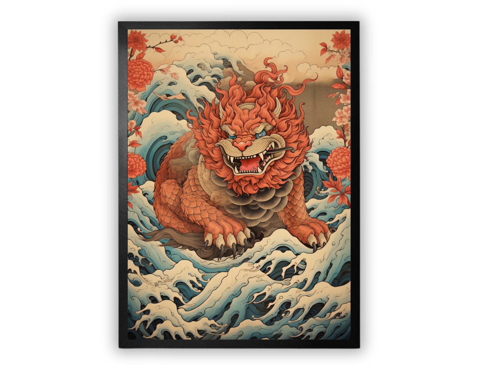 Komainu Guardian Harmony Poster, Komainu Ukiyo-e Print, Japanese ...