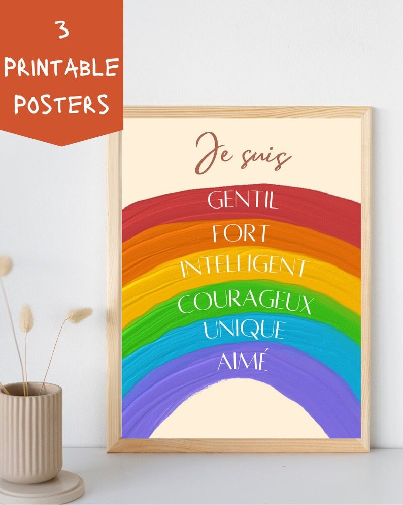 Bilingual Affirmations for Kids Poster, English and French, Classroom ...