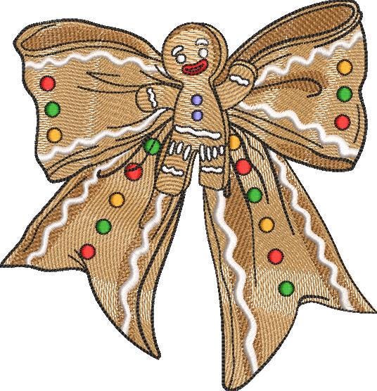 Gingerbread Split Bow Machine Embroidery Design Christmas Gingerbread ...