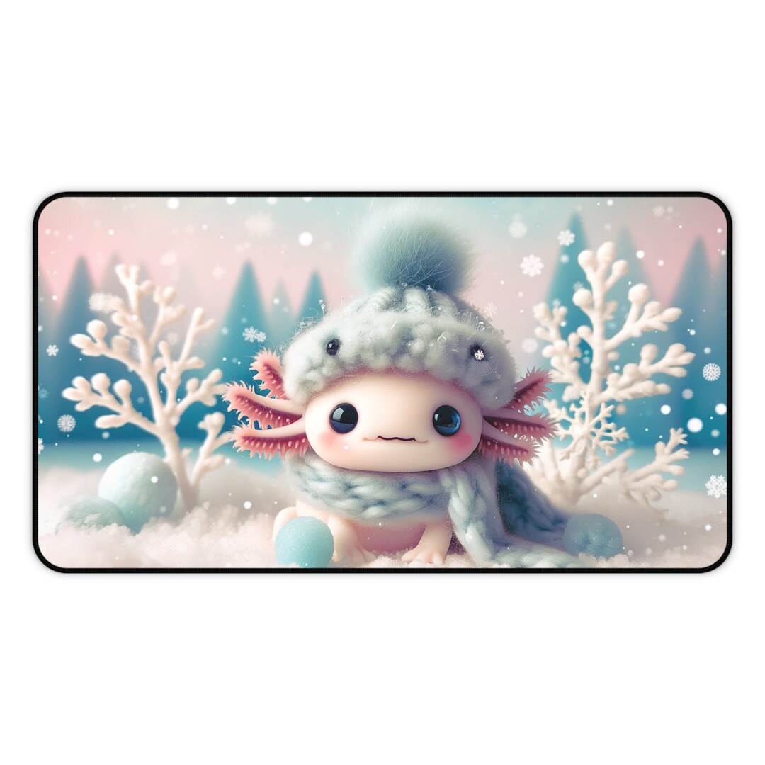 Kawaii Desk Mat Winter Desk Mat Axolotl Desk Mat Cute and Colorful ...