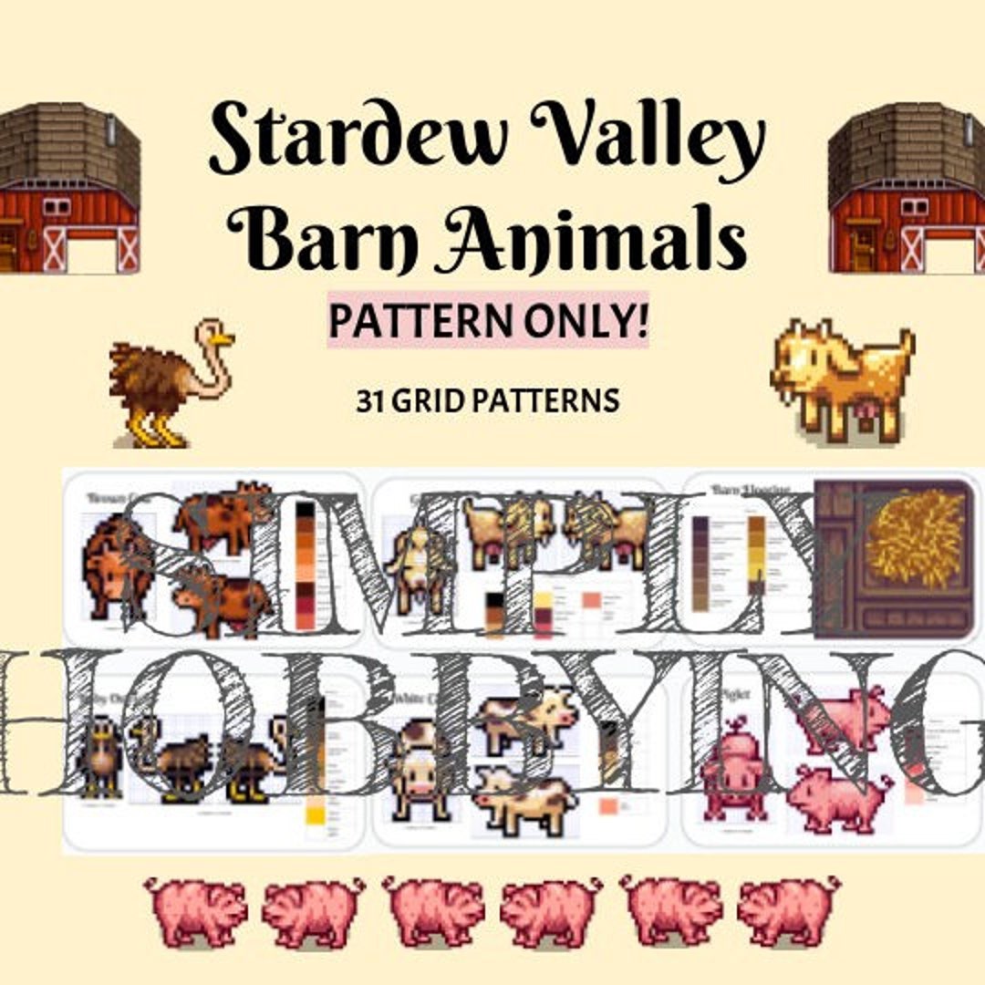 Barn Animals Stardew Valley Pixel Grid Pattern Guide - Etsy