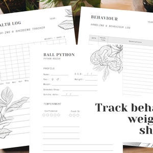 Ball Python Care Diary, Reptile Logbook Calendar A5 & US Letter Paper ...
