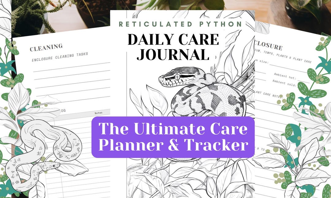 Reticulated Python Care Diary, Reptile Snake Logbook Calendar A5 & US ...