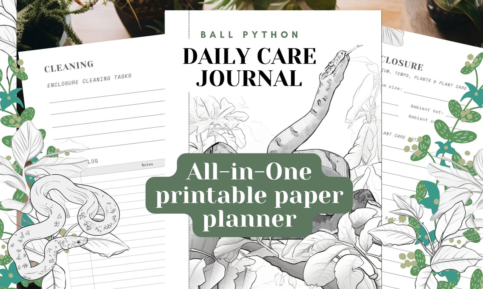 Ball Python Care Diary, Reptile Logbook Calendar A5 & US Letter Paper Planner Insert - Etsy