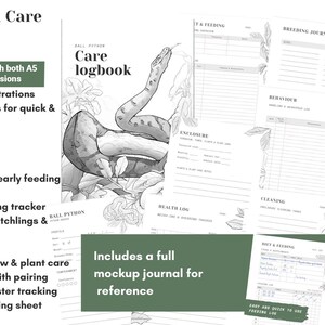 Ball Python Care Diary, Reptile Logbook Calendar A5 & US Letter Paper ...