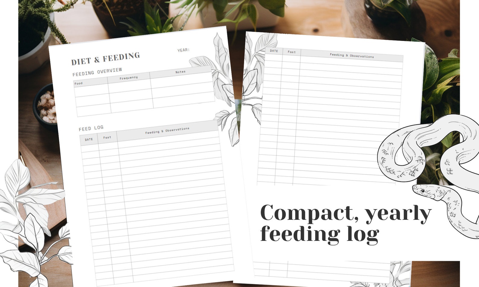 Ball Python Care Diary, Reptile Logbook Calendar A5 & US Letter Paper ...