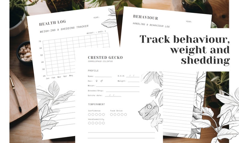 Crested Gecko Care Diary, Reptile Logbook Calendar A5 & US Letter Paper ...