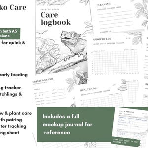 Crested Gecko Care Diary, Reptile Logbook Calendar A5 & US Letter Paper ...