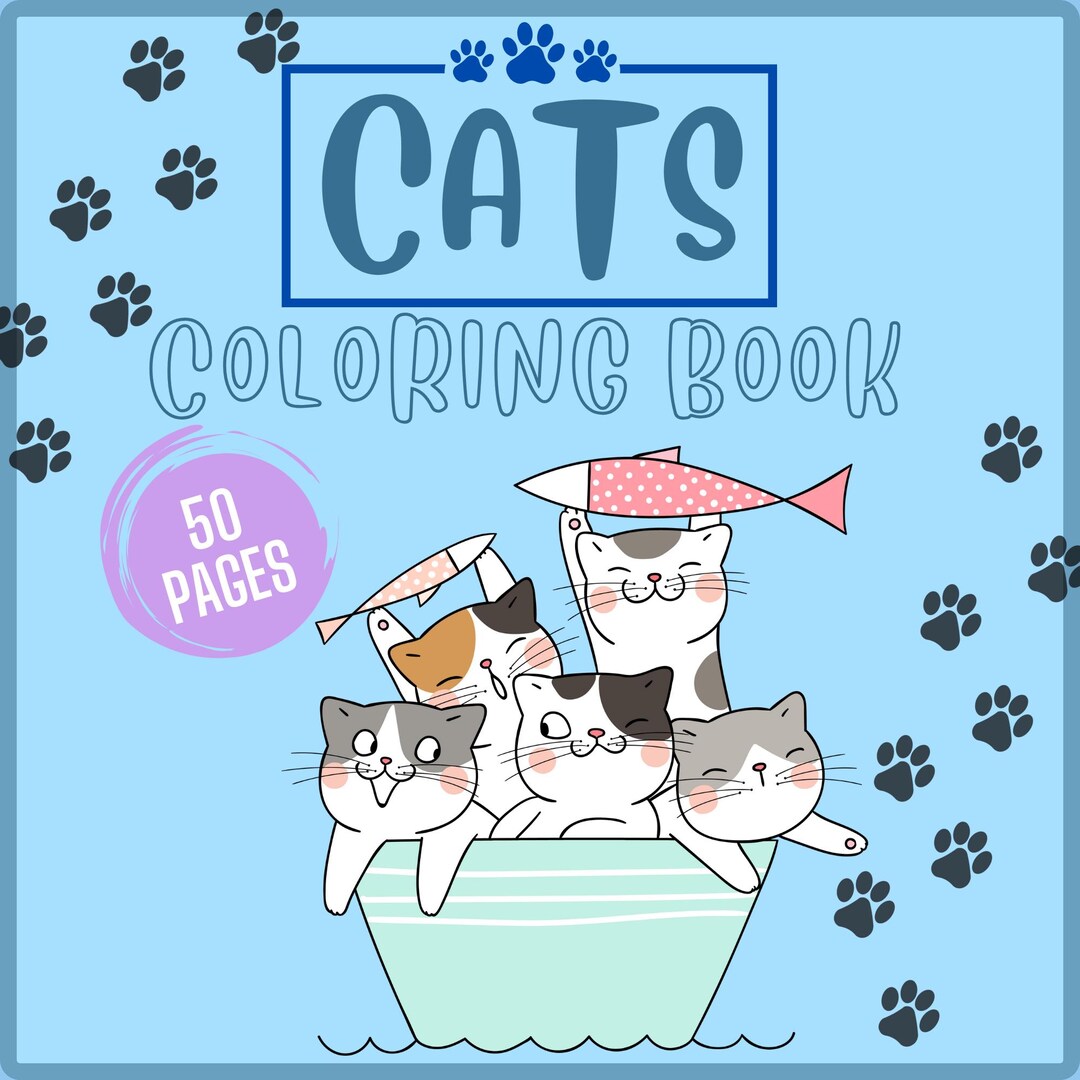 Cute Cats Coloring Pages | Kawaii Cat Printable | Instant Digital ...