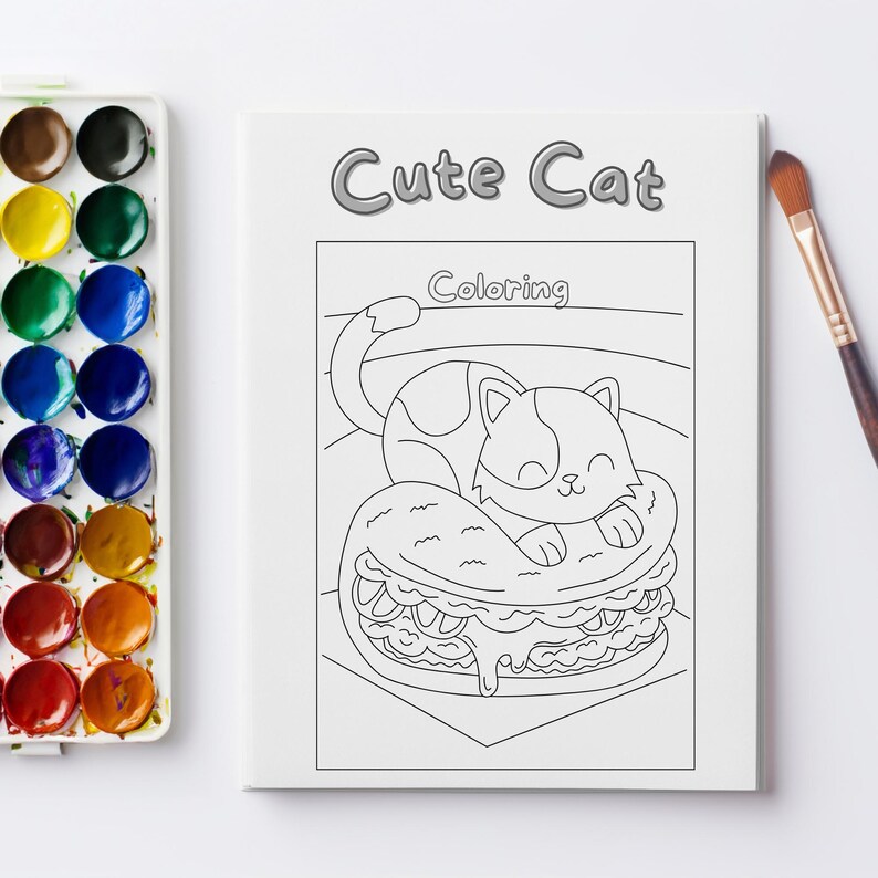 Cute Cats Coloring Pages | Kawaii Cat Printable | Instant Digital ...