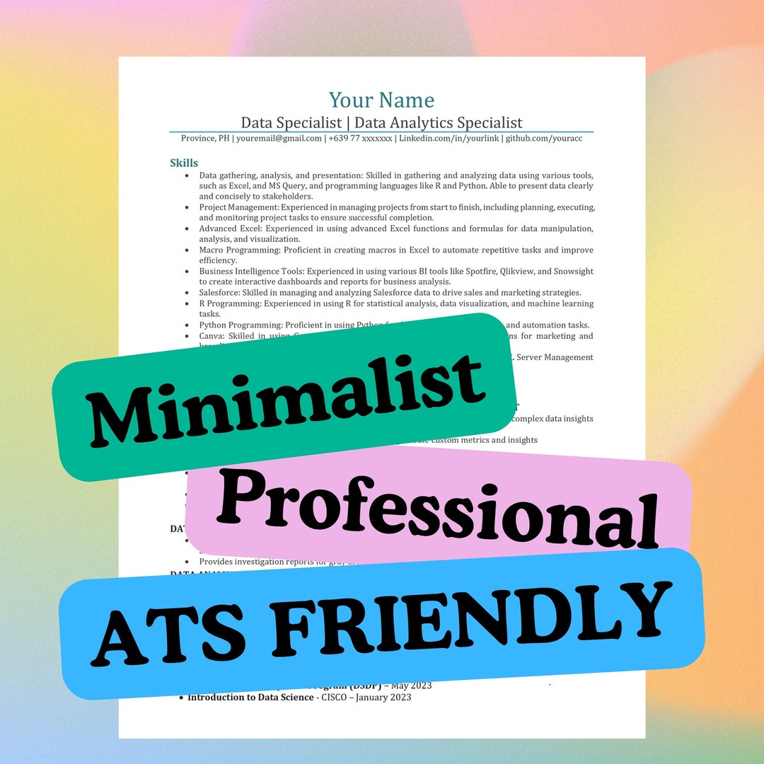 ATS Friendly Resume Template Word, ATS Resume, ATS Cv Resume Template ...