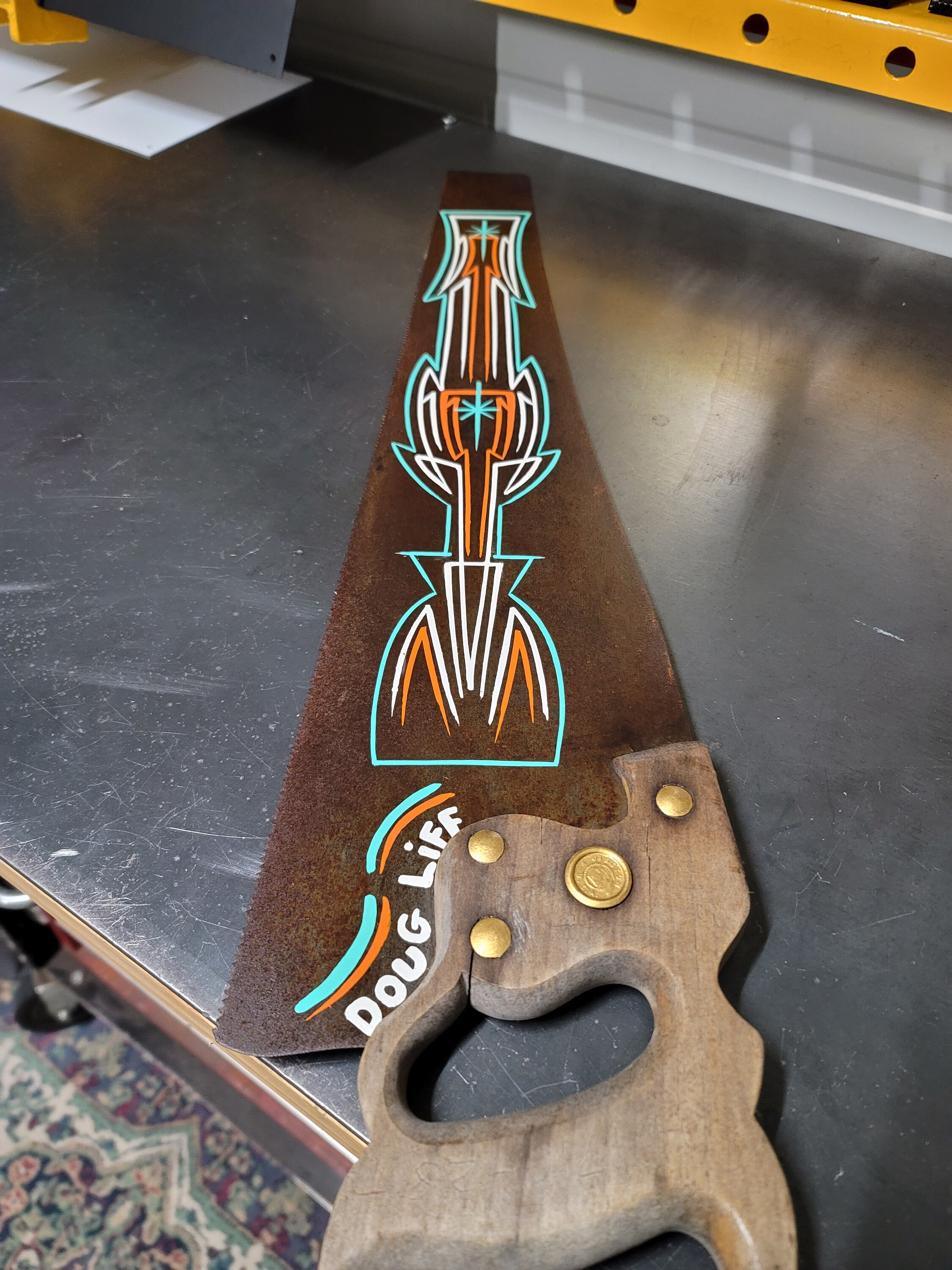 Hand Painted Pinstriped Hand Saw - Etsy