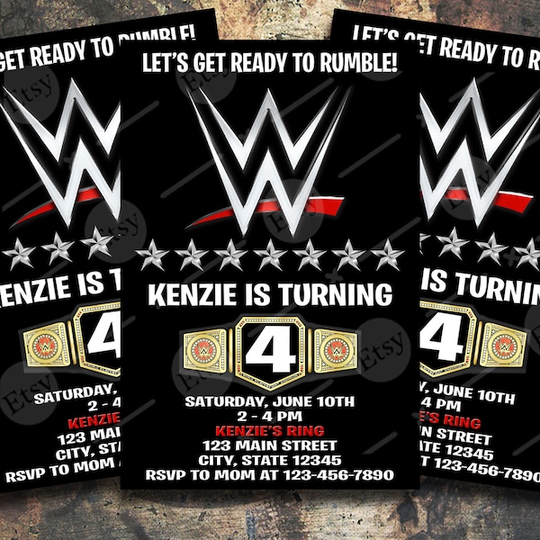 Wwe Birthday Invitations - Etsy