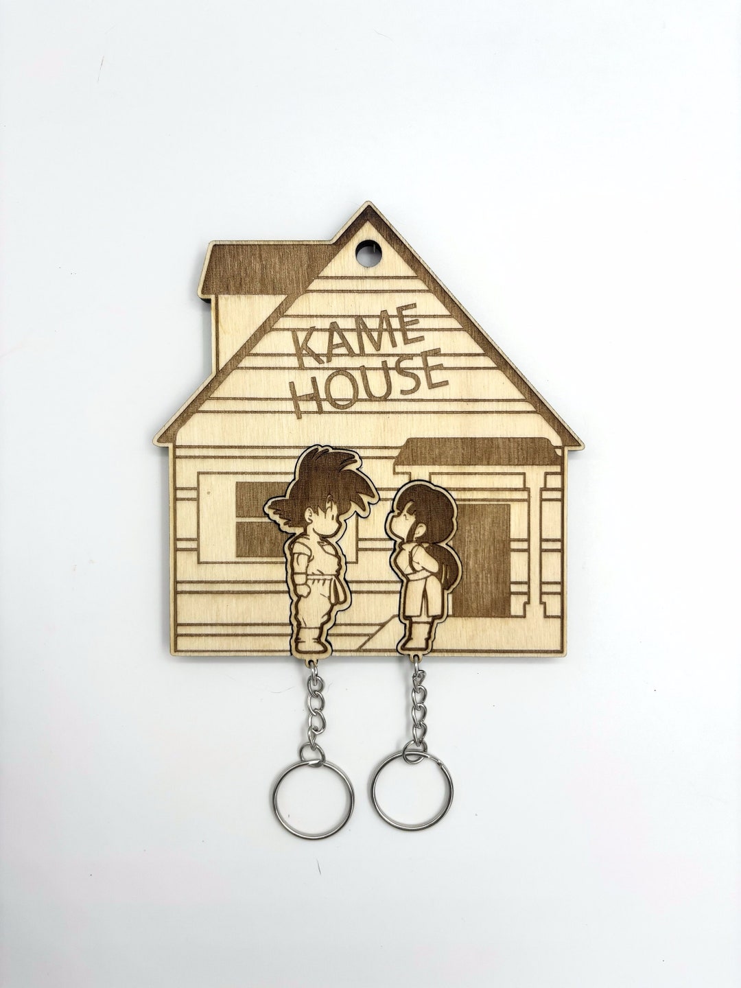 Kame House Wall Mount Key Holder With Goku and Chichi Keychains From ...