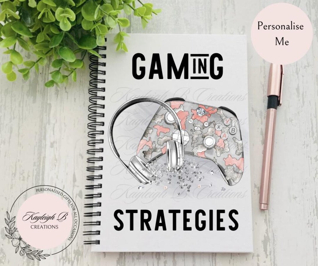 Gamer Notebook Pink XB Controller Design, A5 or A4 Personalised, Lined ...