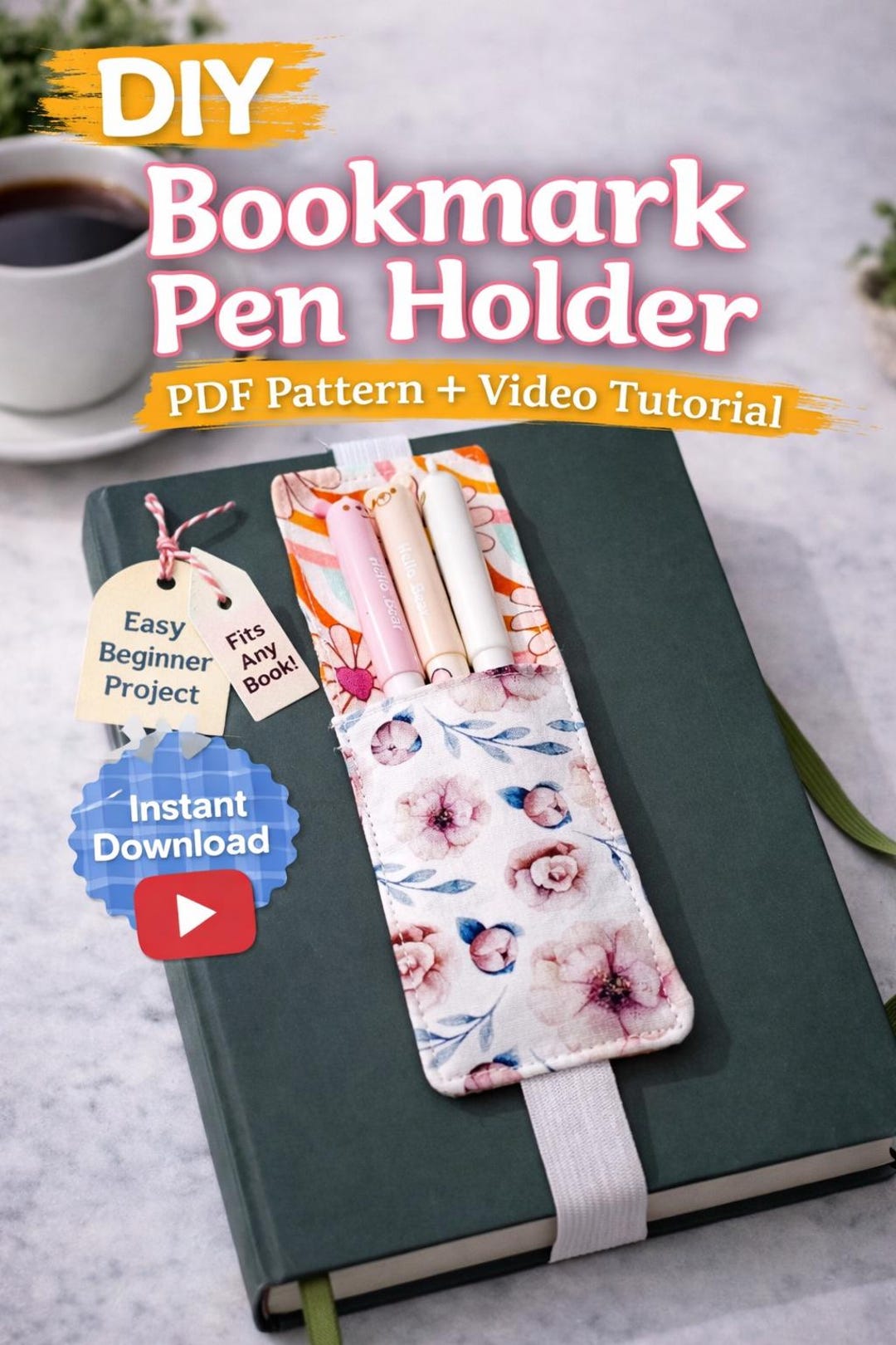 Bookmark Pen Holder Pattern PDF | Book Bookmark With Elastic | Beginner ...