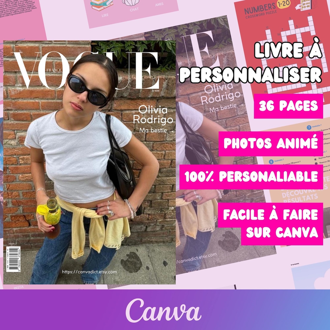 Customizable Vogue Magazine - 36 Pages to Edit on Canva - Unique Gift ...