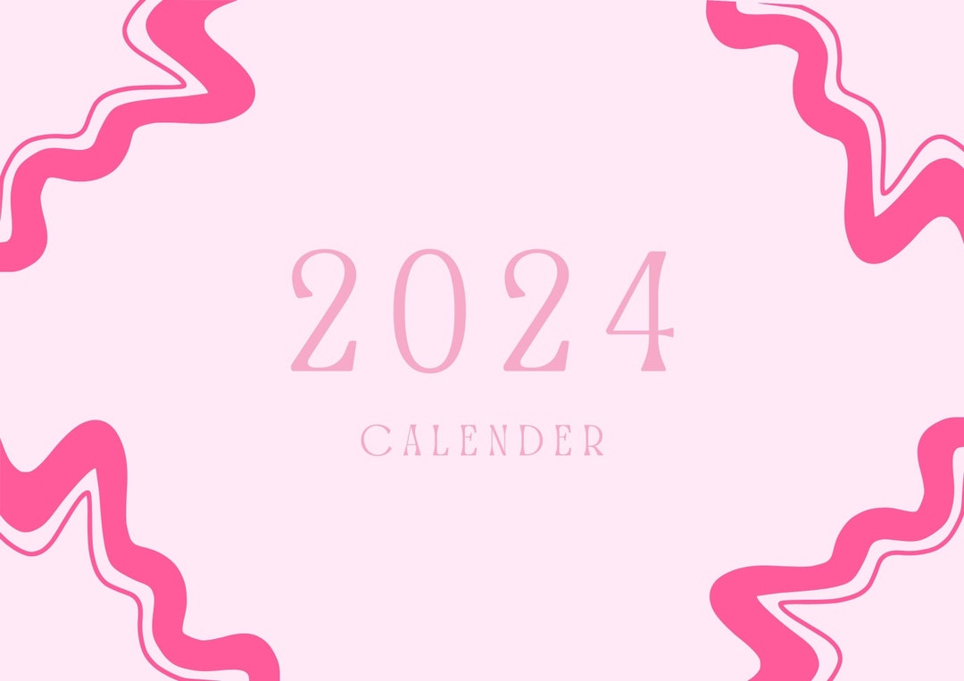 2024 Printable Calendar, Funky Pink Design, Monthly Planner, Instant ...