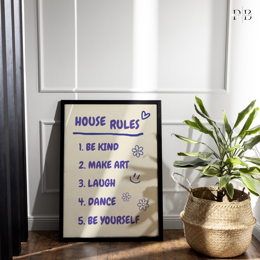 House Rules Art Print, Home Decor, Bar Cart Art, Apartment Poster, Dorm ...