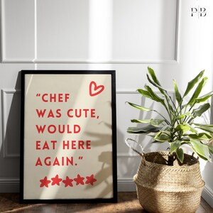 Kitchen Art Food Quote Poster Kitchen Poster Funny Kitchen Art Chef Was ...