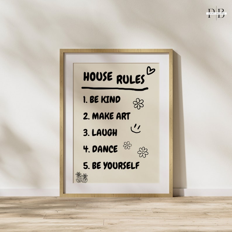 House Rules Art Print, Home Decor, Bar Cart Art, Apartment Poster, Dorm ...