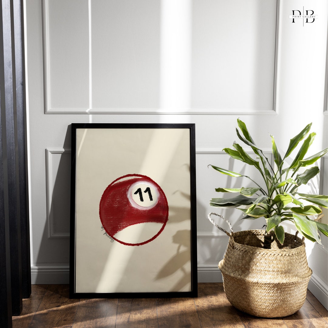Hand Drawn Vintage Billiard Pool Ball Retro Print Downloadable Trendy ...