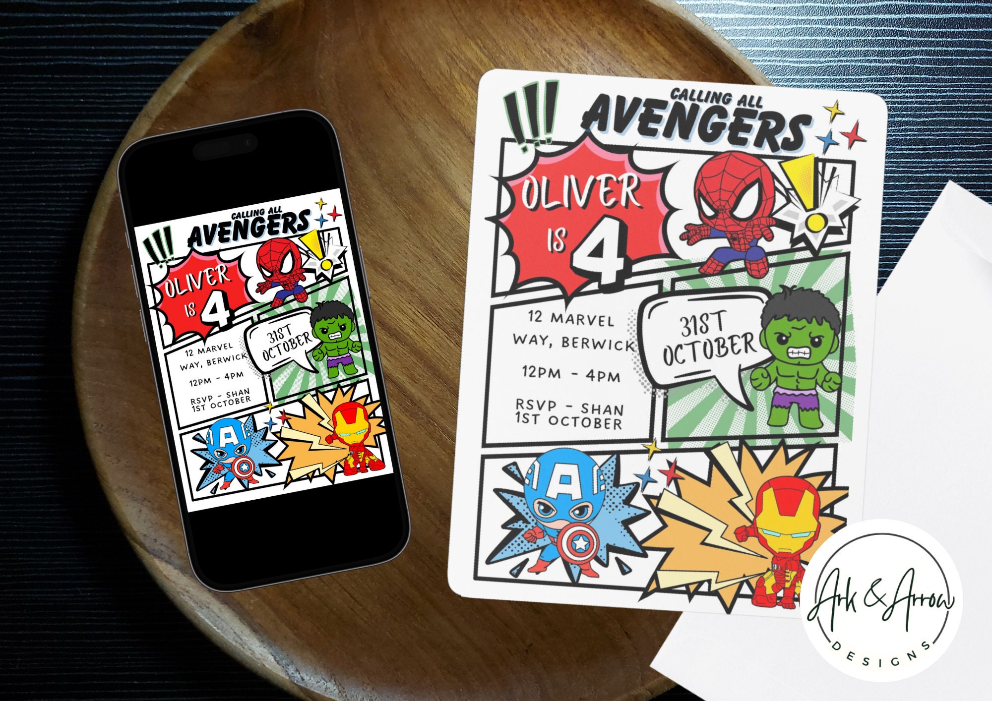Marvel Comic Birthday Invitation, Superhero Party Invite, Marvel ...